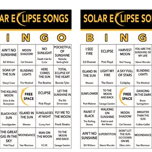 Solar Eclipse, Solar Eclipse Party, Solar Eclipse Game, Music Bingo ...