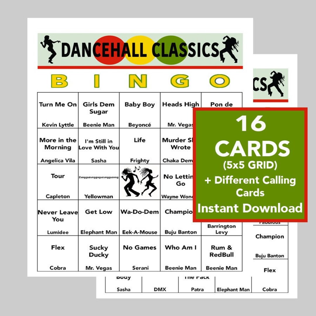 Dancehall Classics, Reggae Music, Music Bingo, Jamaica, Group Activity ...
