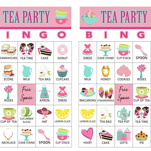 Tea Party Bingo, Tea Party Games, Birthday Party, Digital Download ...