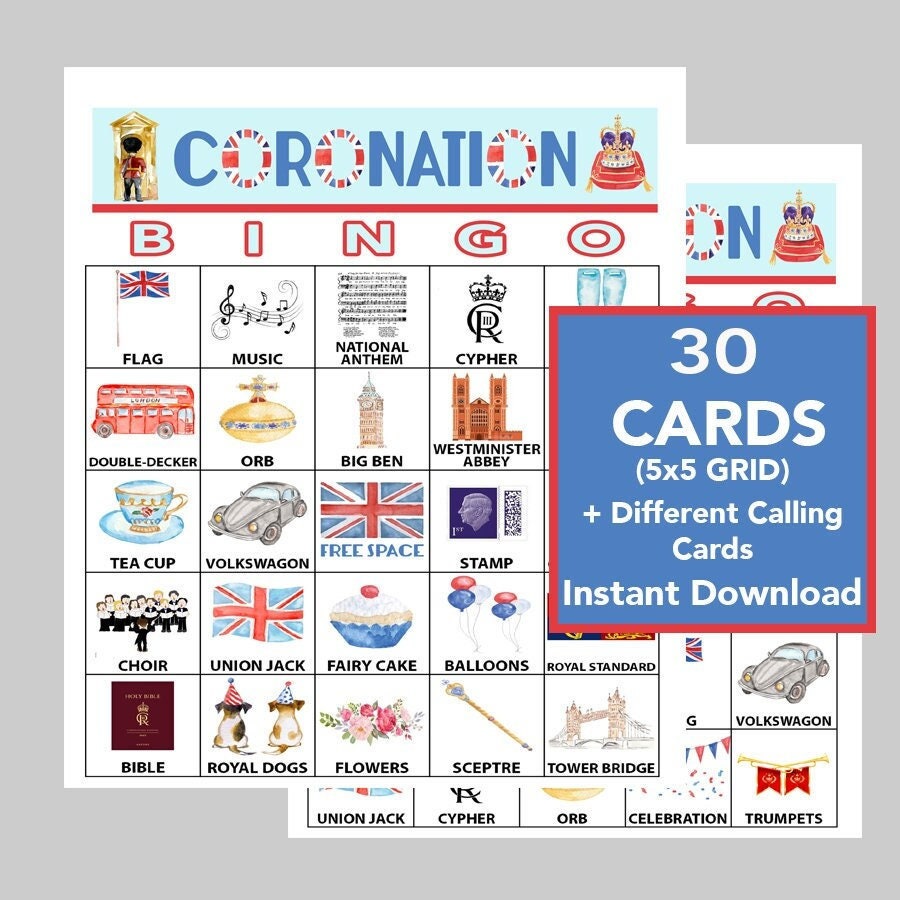 Coronation Bingo King Charles III Coronation Day LONDON - Etsy