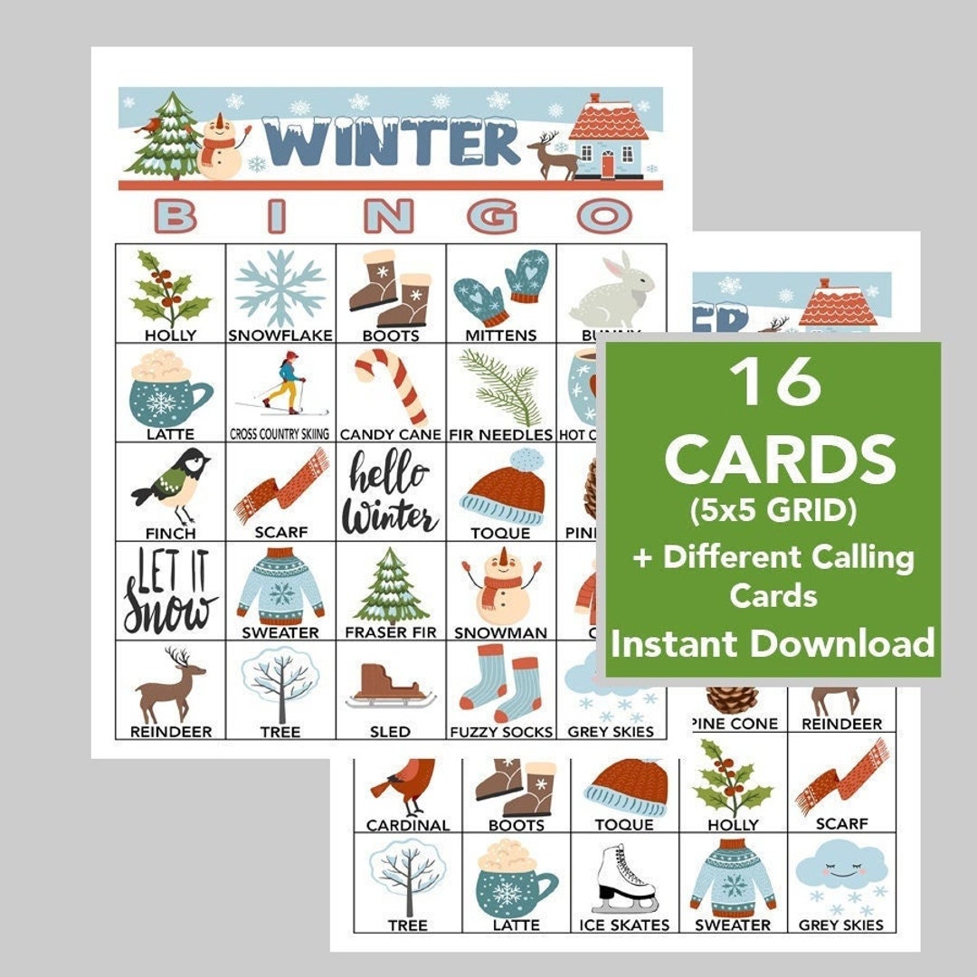 Winter Bingo, Winter Games, Fun Winter Games, Winter Baby Shower Games ...