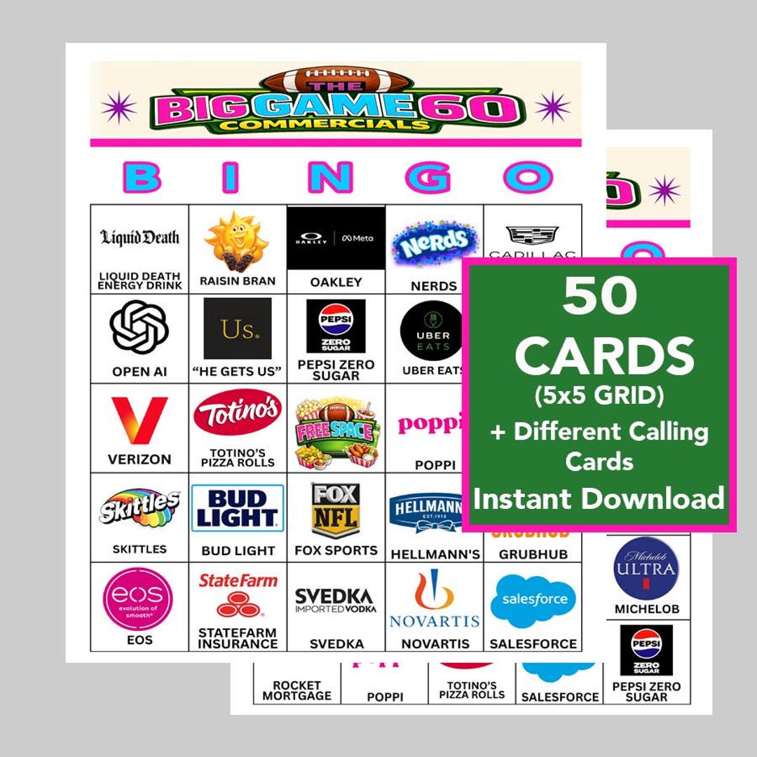 Football Bingo Game | 50 Unique Cards, Big Game Party (digital Download ...