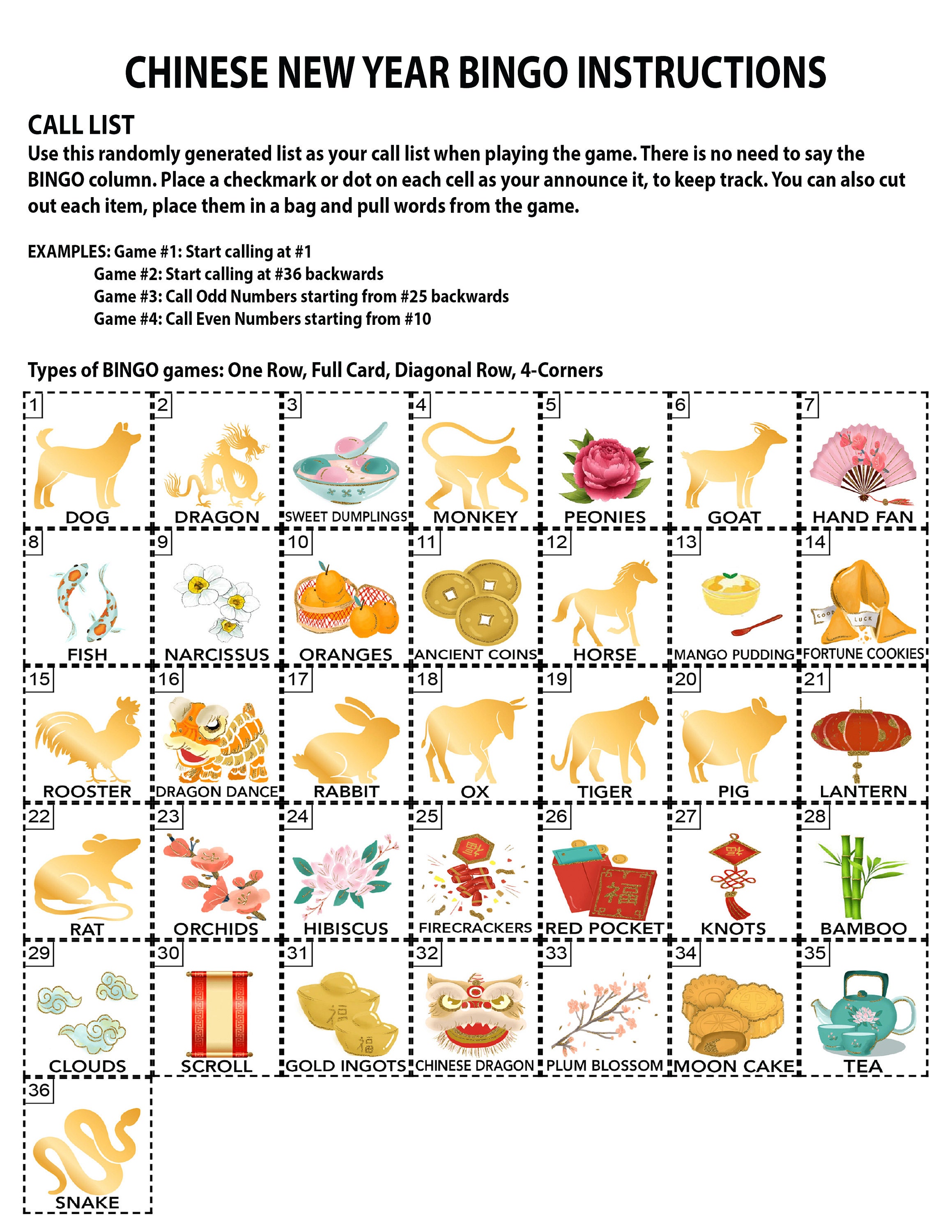 Chinese New Year 2023 Chinese New Year Bingo Lunar New Year - Etsy