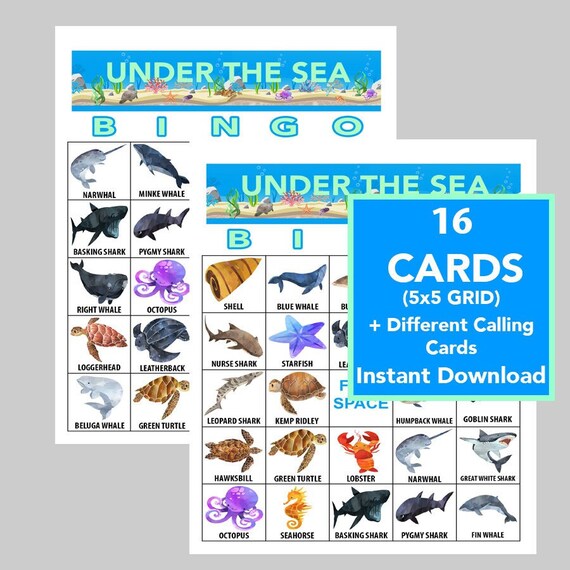 Under the Sea Bingo Game Summer and Beach Fun Summer Fun - Etsy Canada