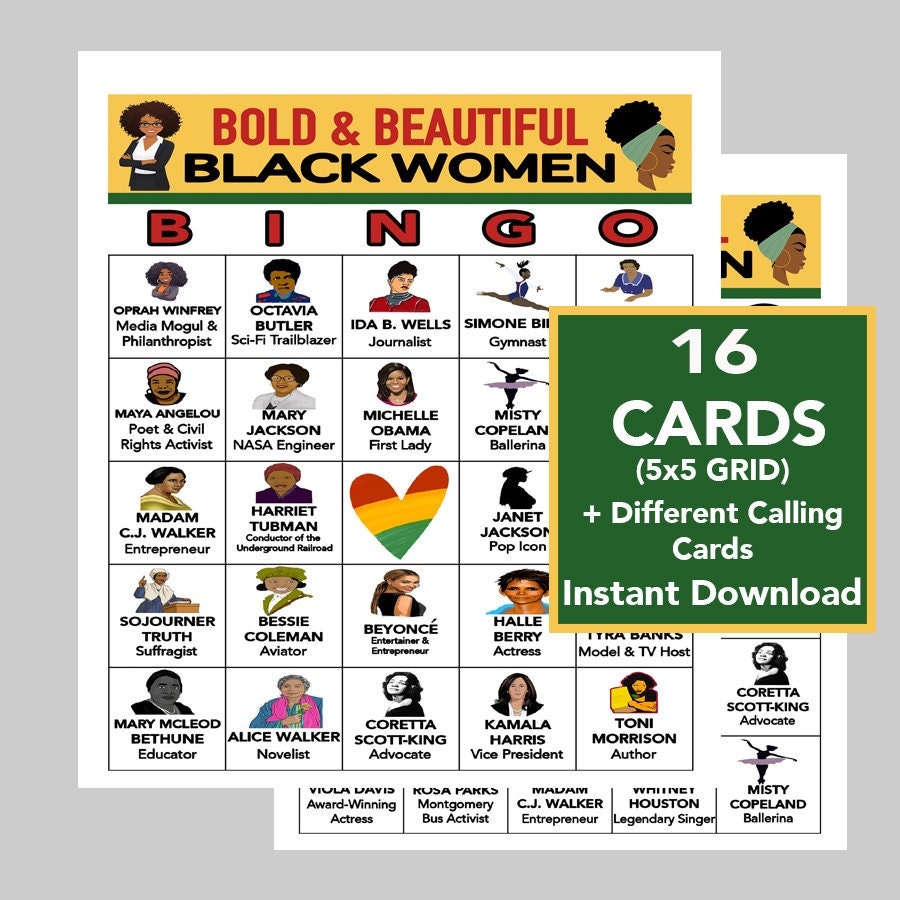 Black History Month Bingo, Women's Month Bingo, African American Women ...