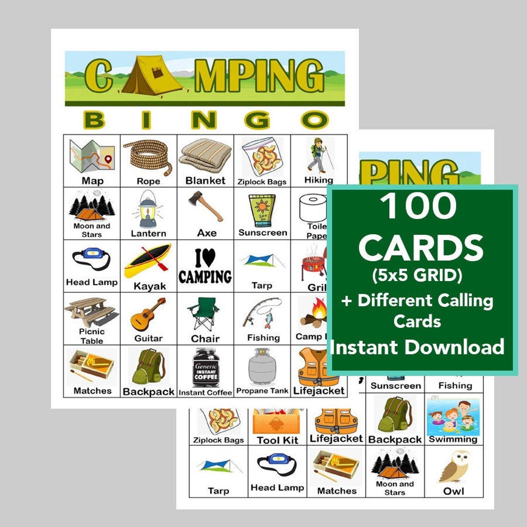 Camping, Camping Bingo, Camping Games, Kids Camping, Digital Download ...