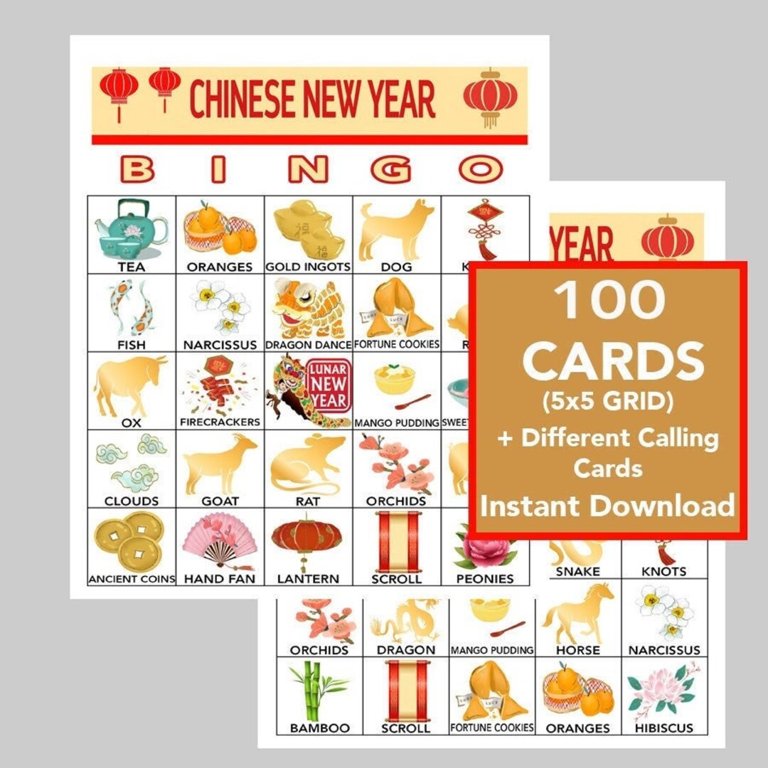 Chinese New Year, 2023 Chinese New Year Bingo, Lunar New Year Game ...