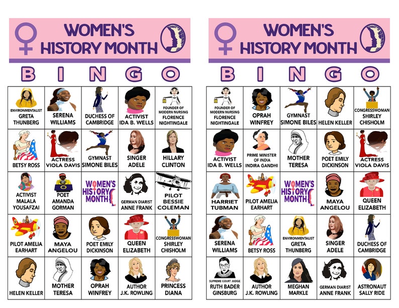 International Womens Day Bingo Womens History Month | Etsy