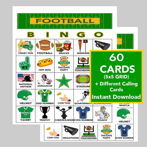 Nfl Football Bingo Game Printable Football Birthday Party Football
