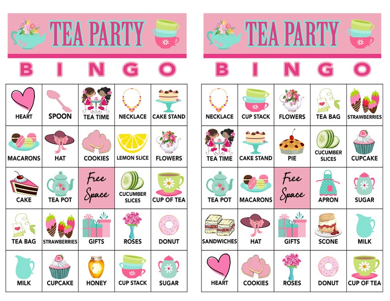 Afternoon Tea Tea Party Bingo Tea Party Games Instant - Etsy
