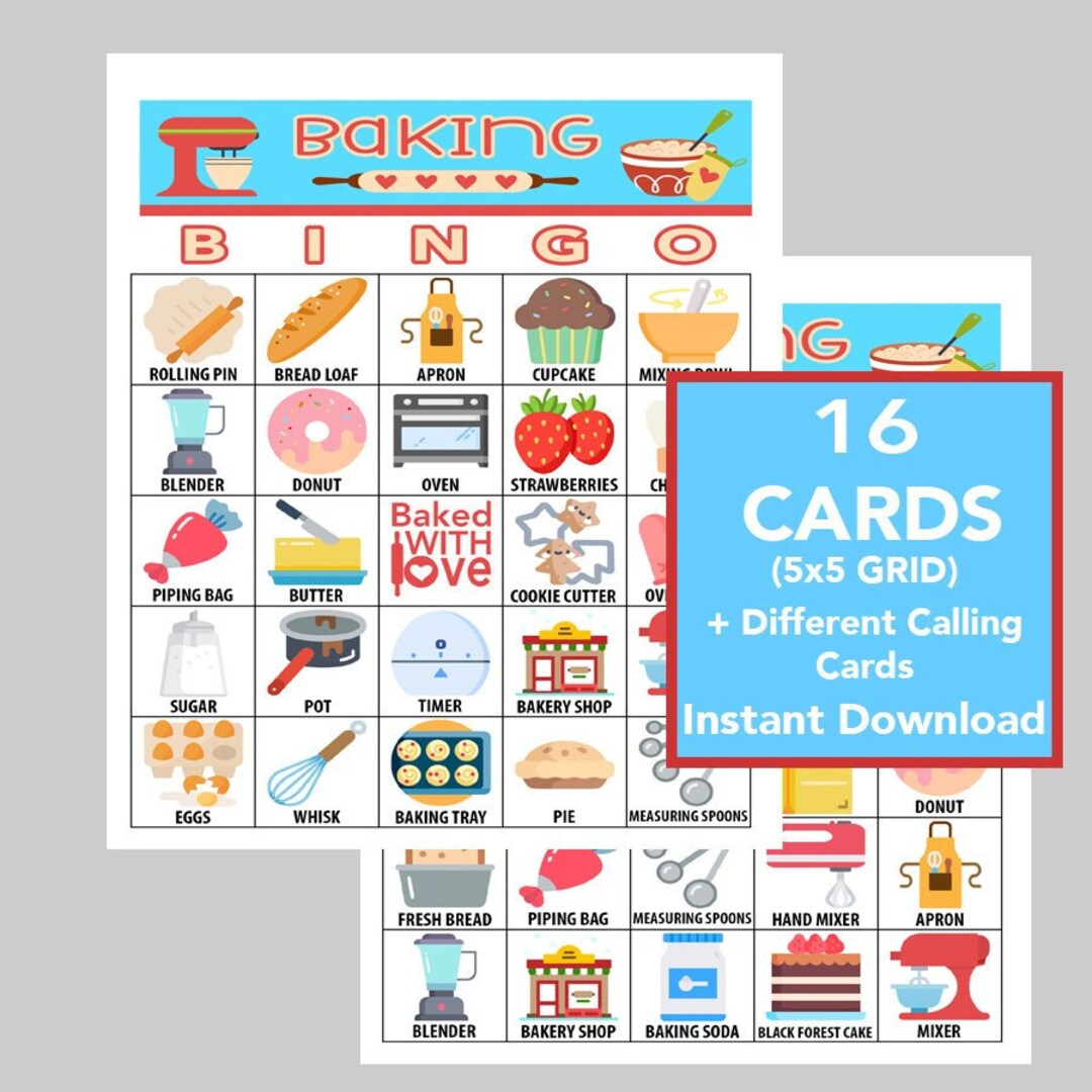 Baking, Baking Bingo, Baking Games for Kids and Adults, Instant Digital ...