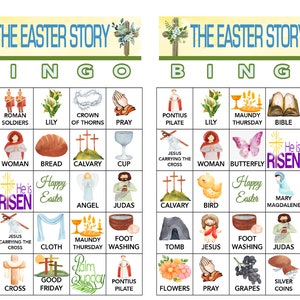 Easter Bingo, Easter Religious Christian Bingo, Palm Sunday Bingo ...