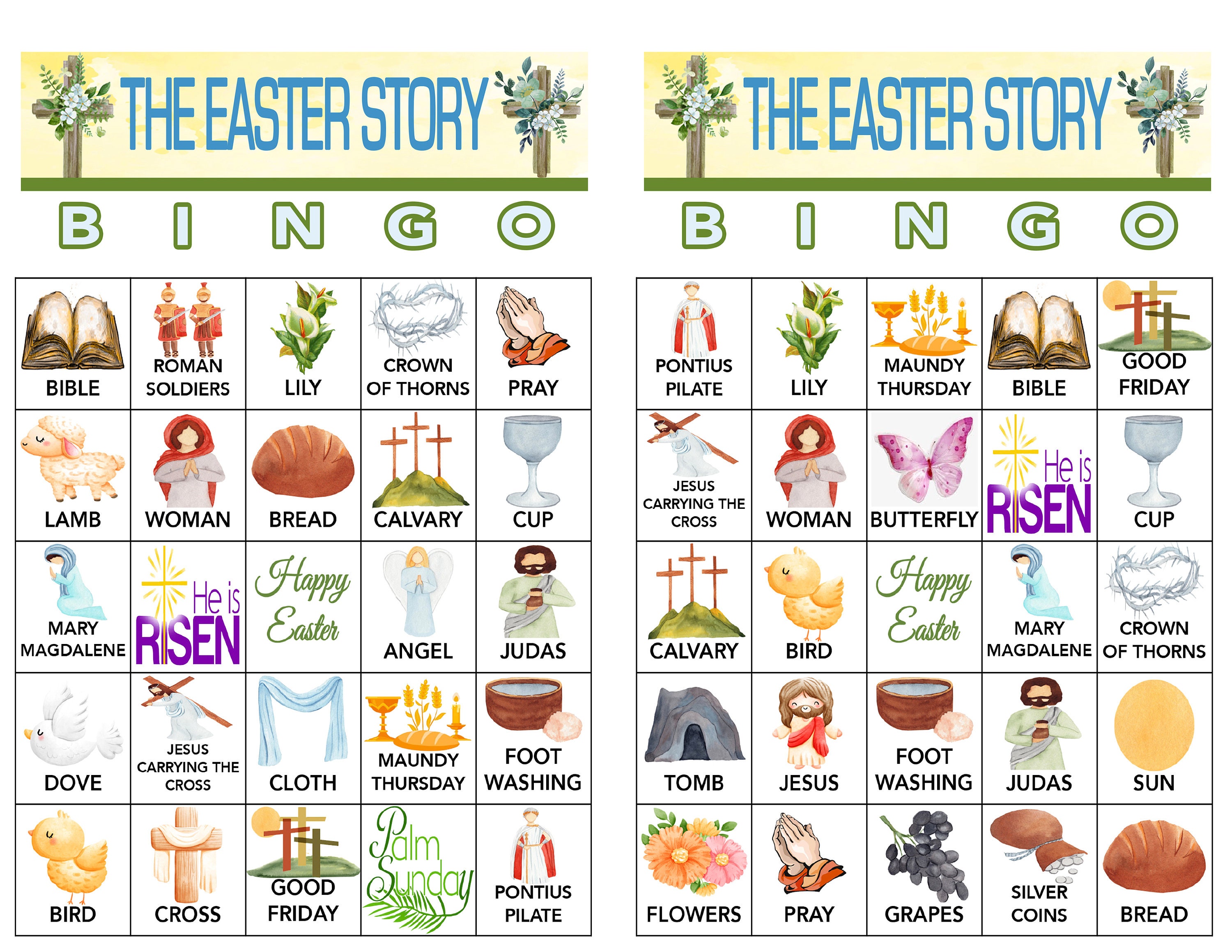 Easter Bingo Easter Religious Christian Bingo Palm Sunday - Etsy