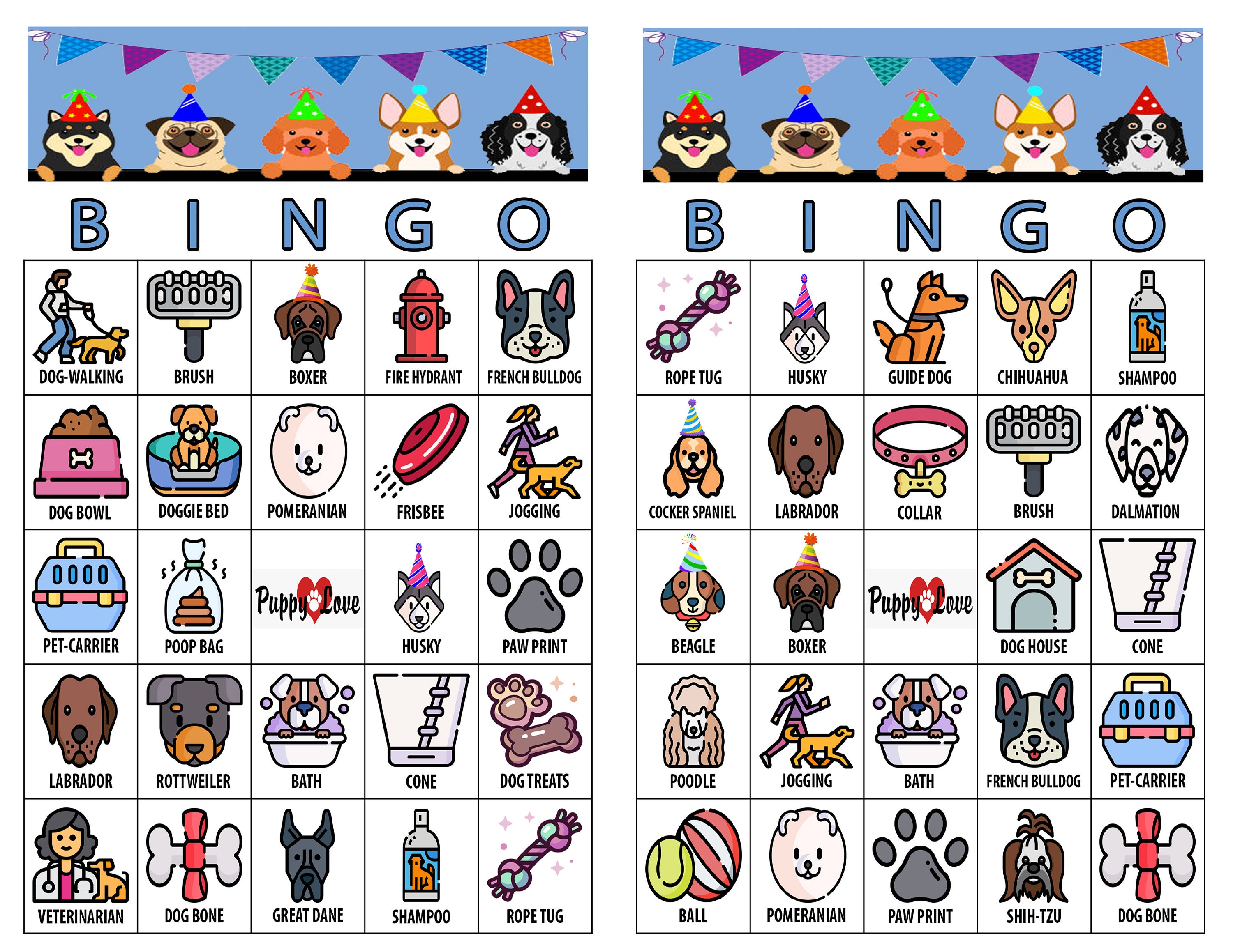 Puppy Game Puppy Bingo Dog Games Instant Digital Download - Etsy