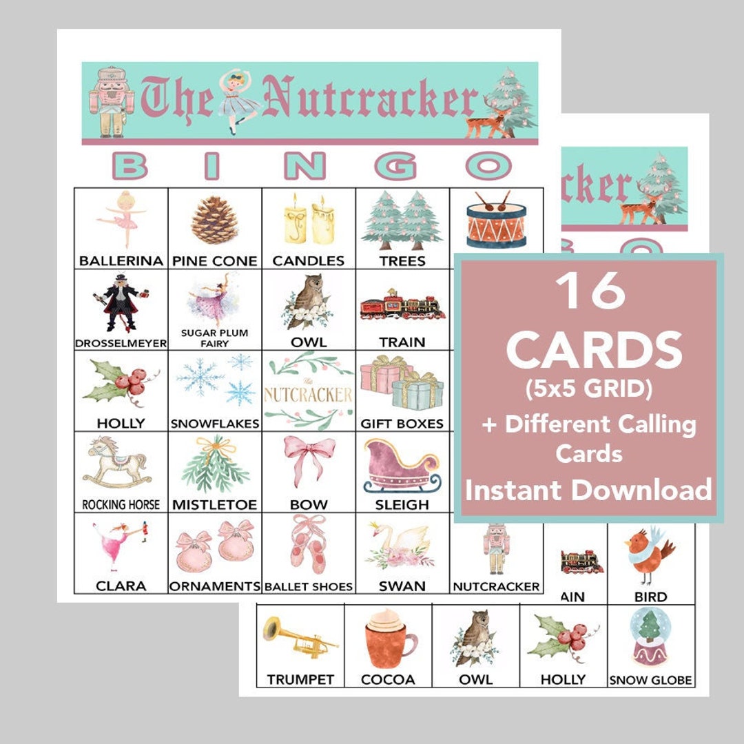 Nutcracker, Nutcracker Bingo, Christmas Bingo, Holiday Party Game ...