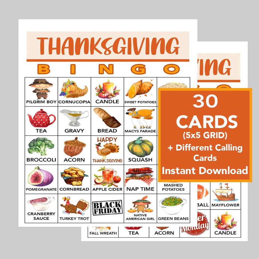 Thanksgiving Bingo, Thanksgiving Games, Thanksgiving Family Game ...