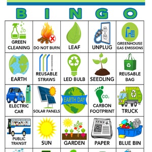 Earth Month, Earth Bingo, Earth Day, Mother Earth, Instant Digital ...