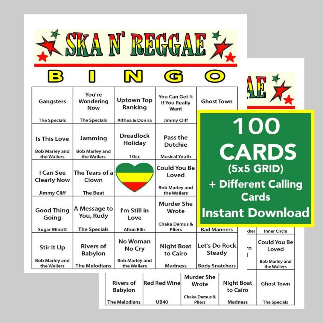 Ska N Reggae, Reggae Music, Music Bingo, Jamaica, Group Activity ...