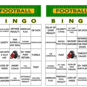 Football Bingo, Super Bowl Games, 5x5 Bingo Cards, Instant Download ...