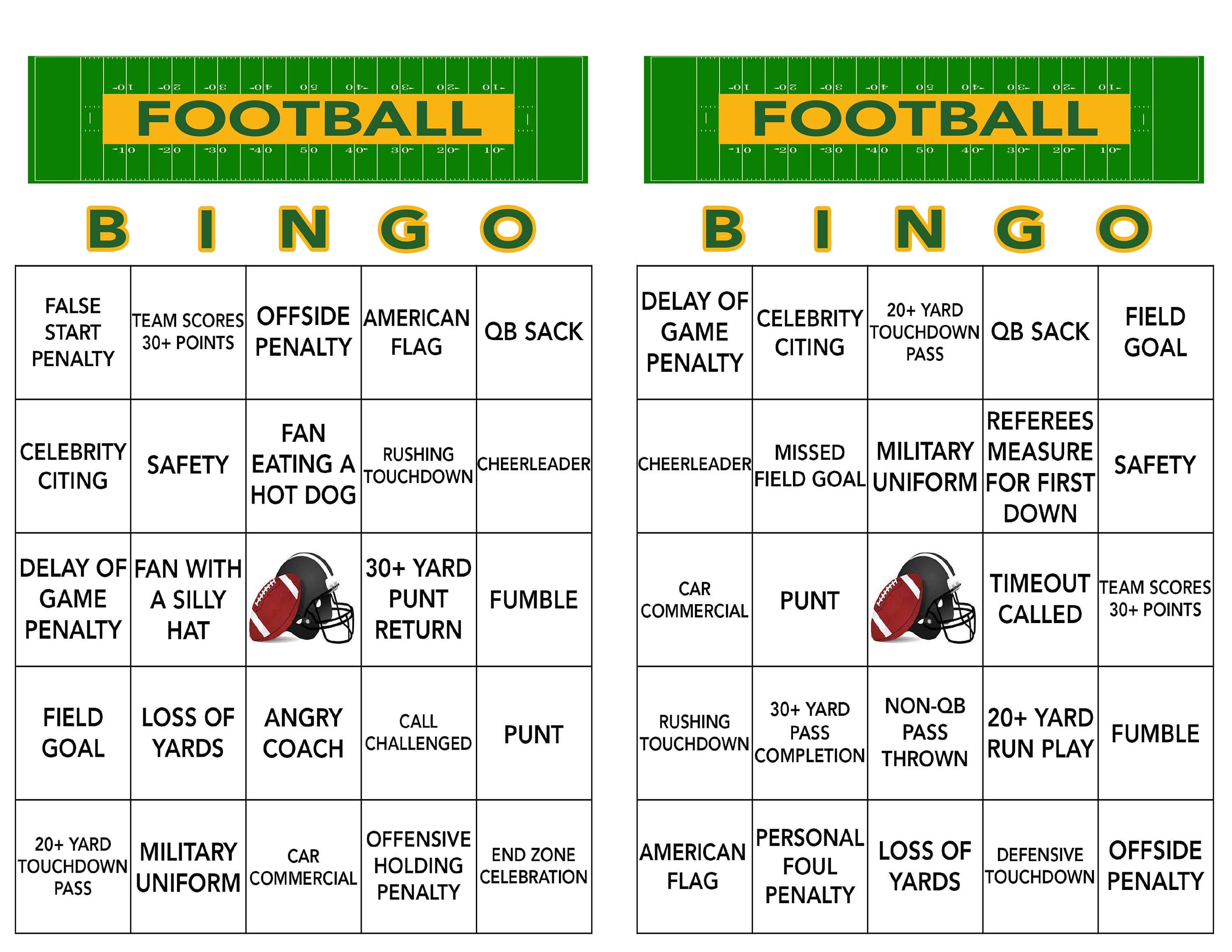 Football Bingo, Super Bowl Games, 5x5 Bingo Cards, Instant Download ...