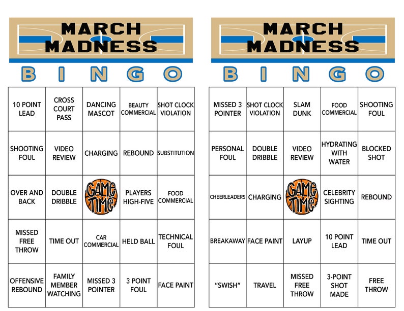 Basketball Bingo March Madness Bingo Basketball Party - Etsy