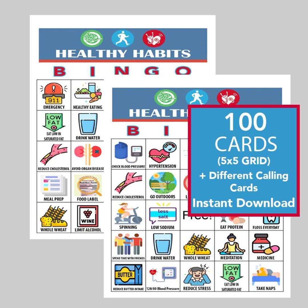 Healthy Habits, Healthy Practices Bingo, Healthy Games, Nurse Bingo, Digital Download, Bingo ...