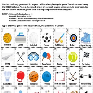 Sports Bingo Game, Summer Bingo, Party Bingo, Summer Games, Fun Games ...