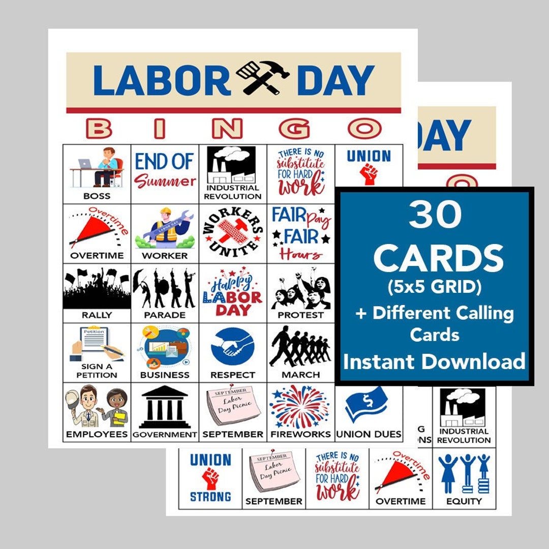 Labor Day Game, Party Game, Labor Day Bingo Game, Labor Day Printable ...