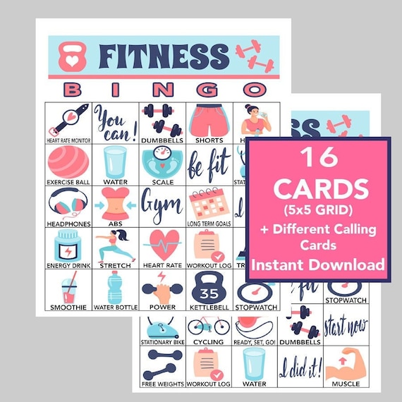 Fitness Bingo Fitness Games Bingo Games Printable Games - Etsy