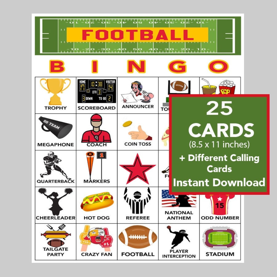 Football Bingo Game, Sports Bingo, Party Bingo, Football Games, Instant ...