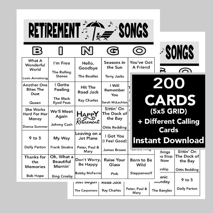 Retirement Retirement Bingo Retirement Music Hits DANCE - Etsy