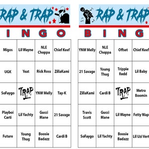 Rap Music, Trap Music, Rap and Trap Bingo, Music Games, Rap and Trap ...