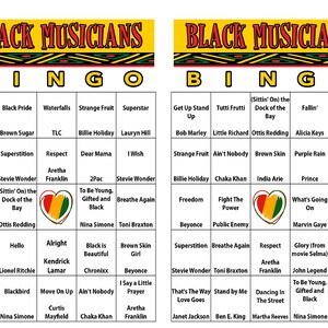Black History Month Bingo, Black Musicians, Black History Music, School ...