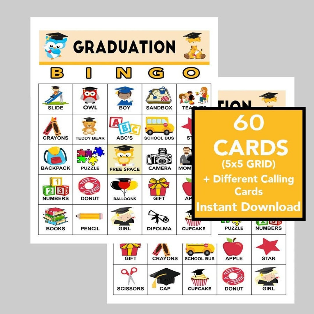 Preschool/kindergarten Graduation Bingo, Graduation Games, Graduation ...