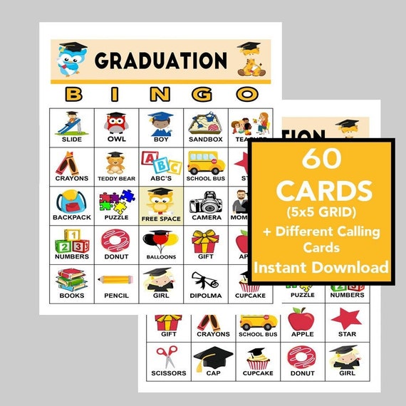 Preschool/kindergarten Graduation Bingo Graduation Games | Etsy