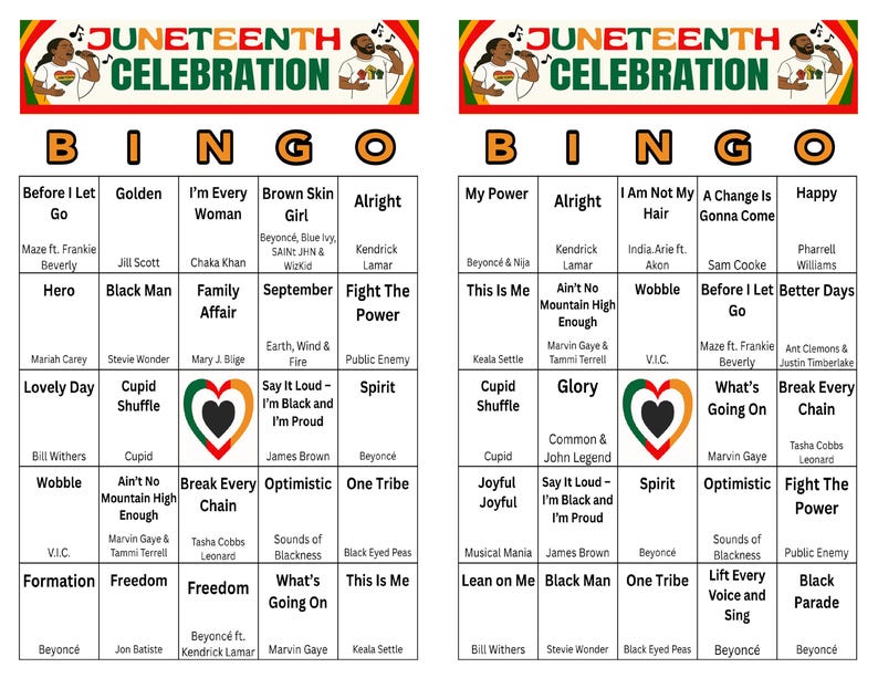 Juneteenth, Freedom Day, Juneteenth Music Bingo, Black History, Instant ...