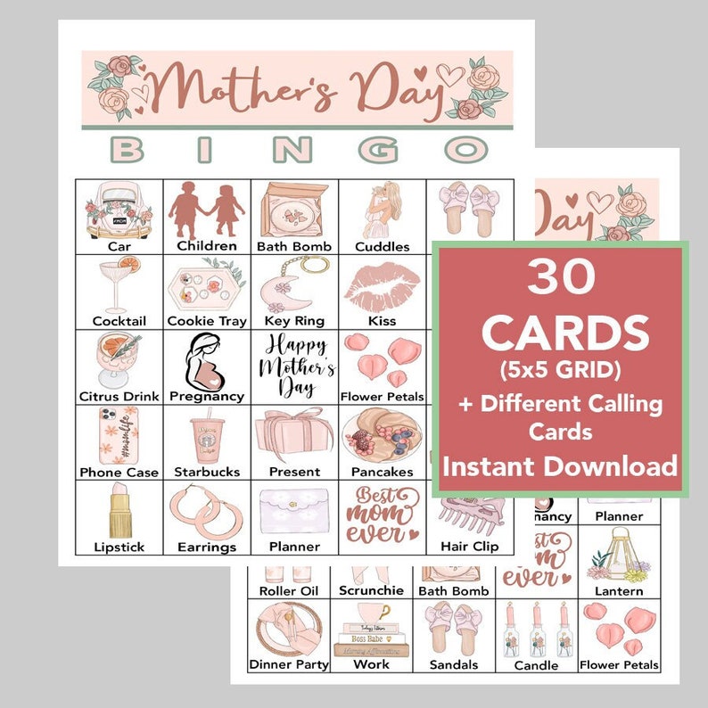 Mother's Day Bingo Game Easy to Print & Play Family Game | Etsy
