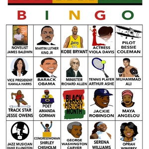 Black History Month Bingo Black History Games Black History | Etsy