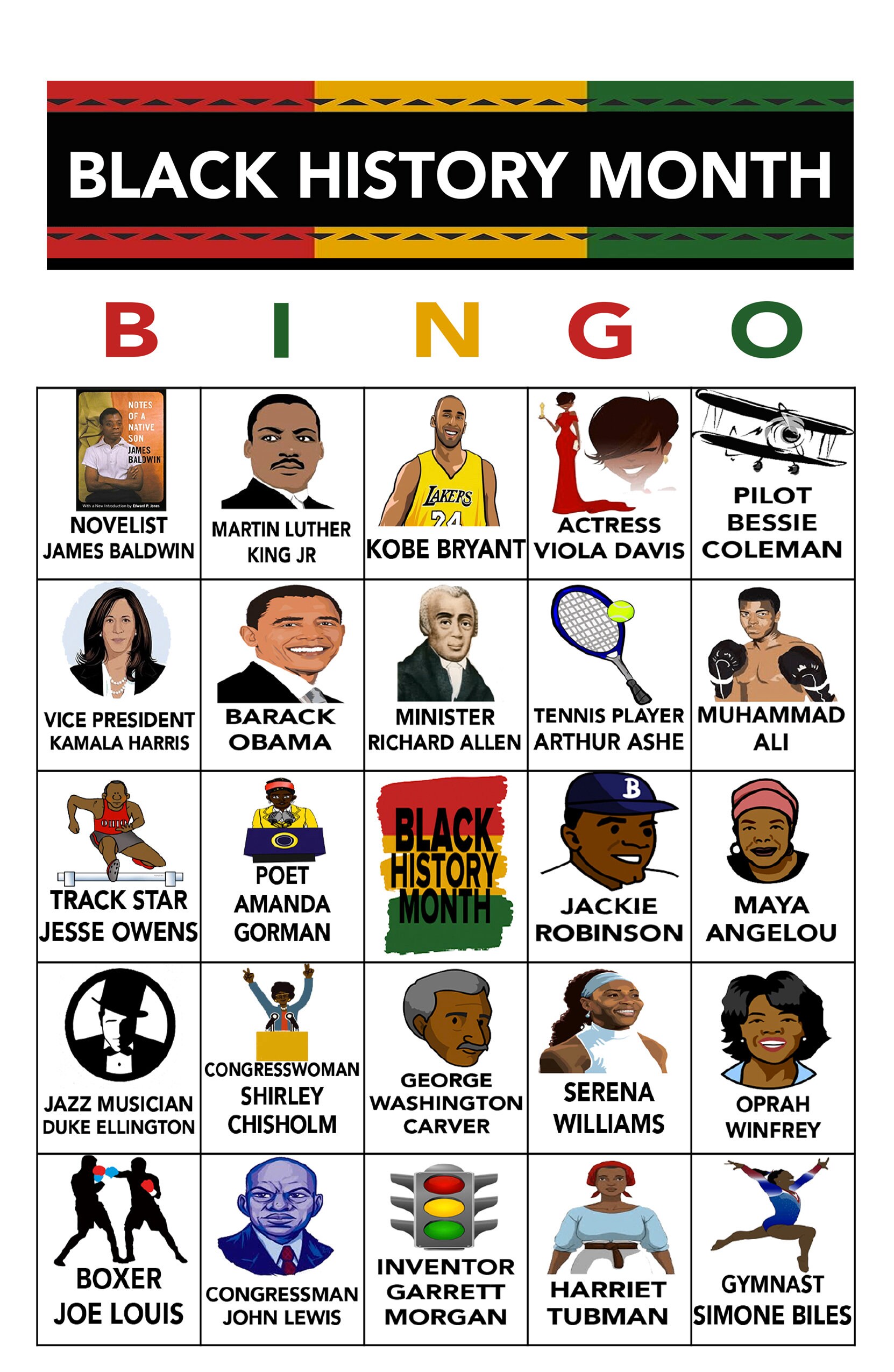 Black History Month Bingo Black History Games Black History | Etsy
