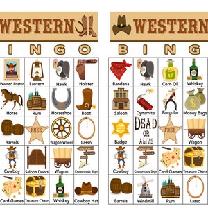 Wild West, Western, 5x5 Bingo Printable Pdfs, Digital Download, Call ...