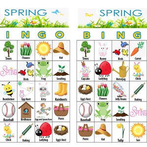 Spring Bingo, Springtime Bingo, Spring Party Bingo, Printable Bingo ...