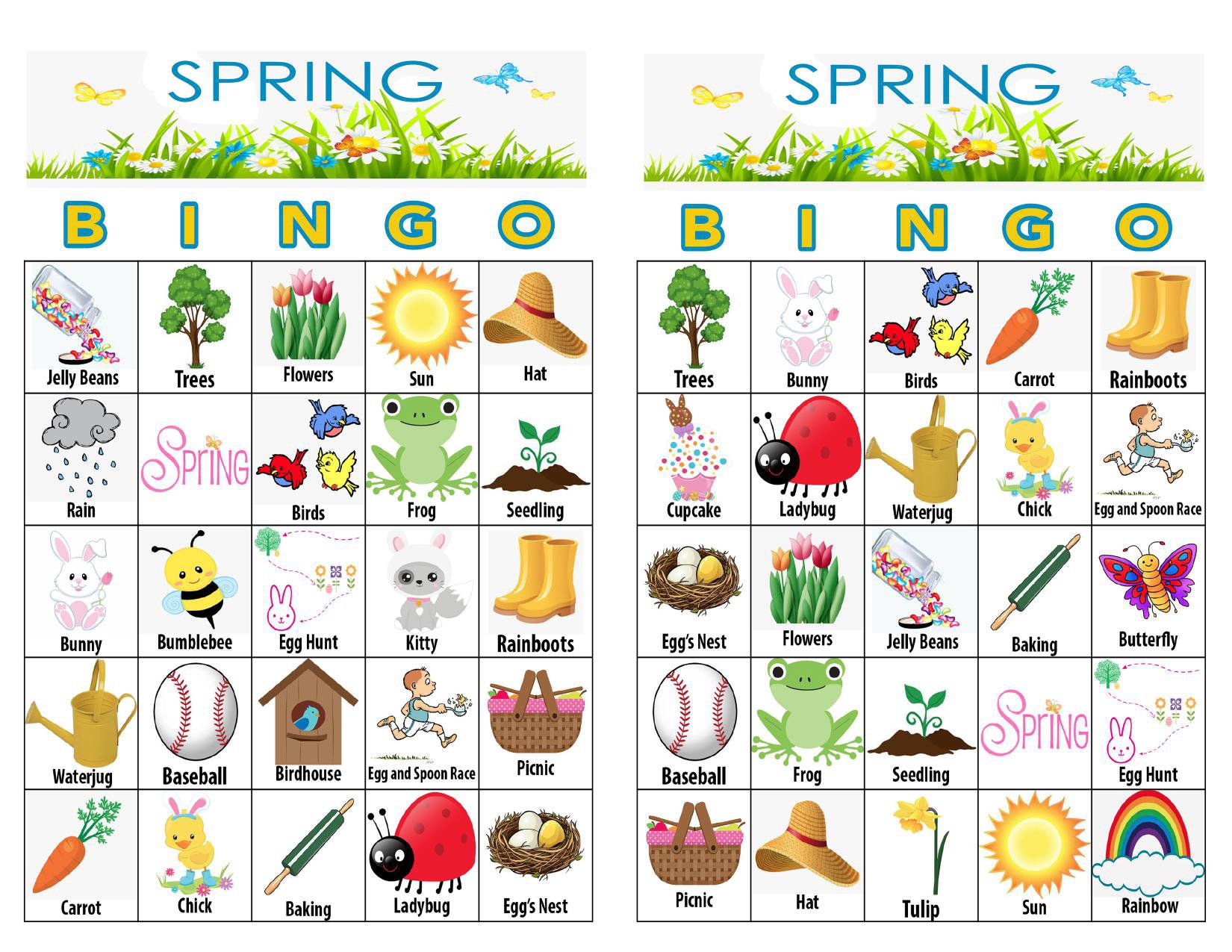 Spring Bingo, Springtime Bingo, Spring Party Bingo, Printable Bingo ...