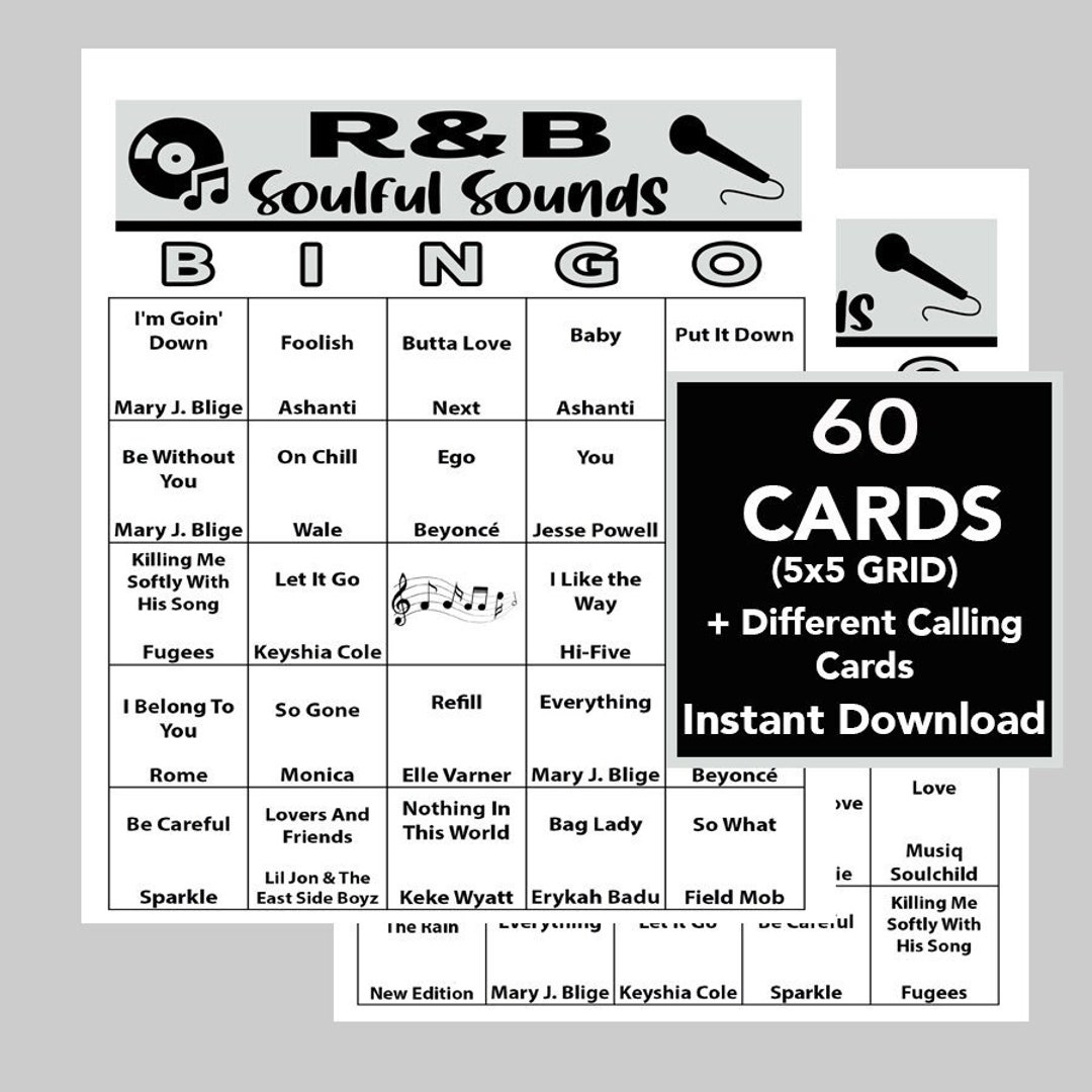 R&B Music Hits, Rhythm and Blues, Soulful Sounds, Printable Digital ...