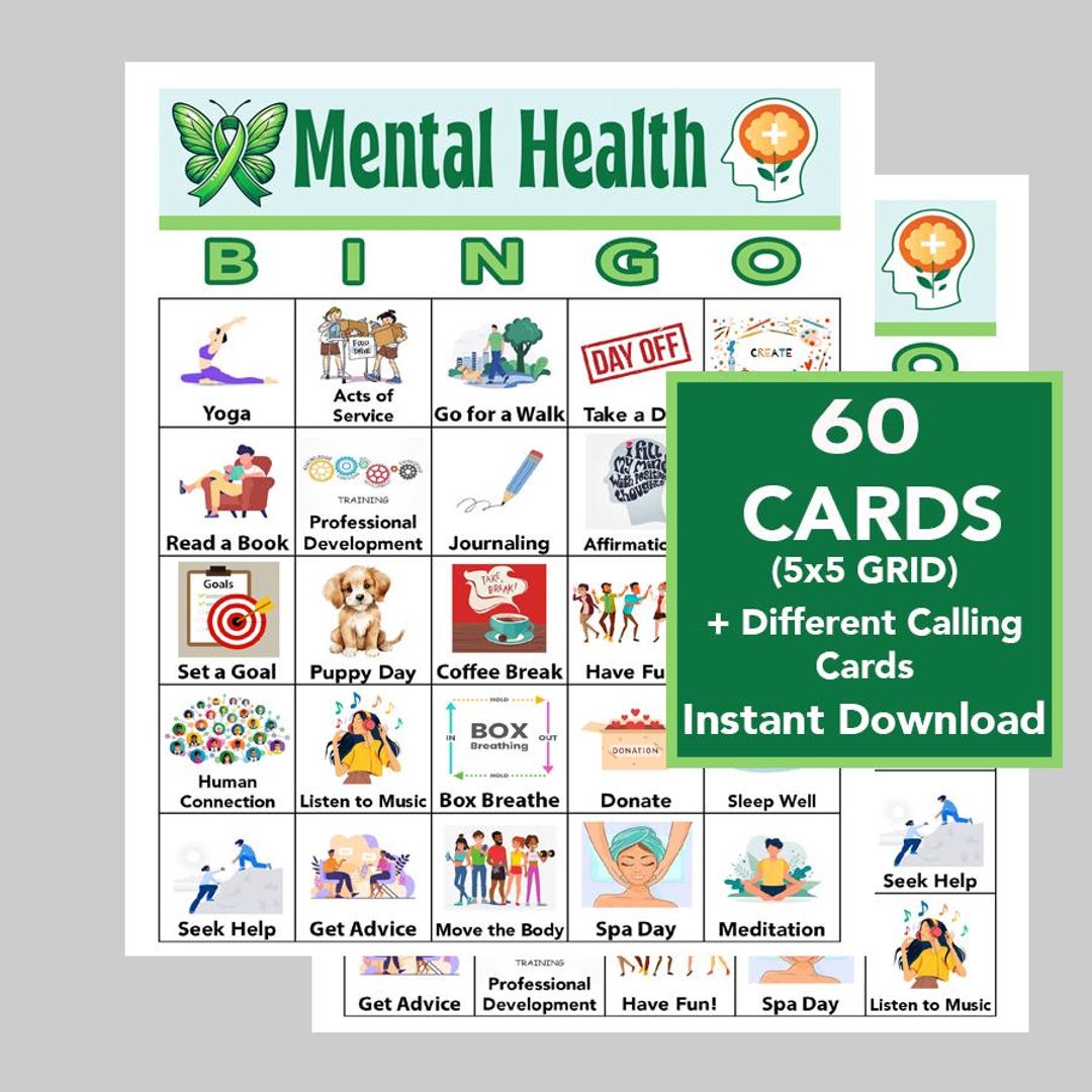 Mental Health Bingo, Self-esteem, Self-care, Mental Healthy Activity ...