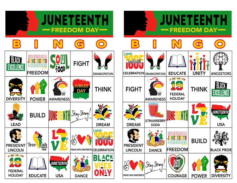 Juneteenth Freedom Day Juneteenth Game Black History Bingo - Etsy