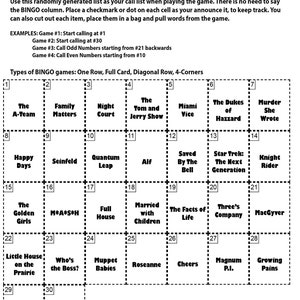 80s TV Shows, 80's TV Hits, Instant Digital Download, Bingo Games ...