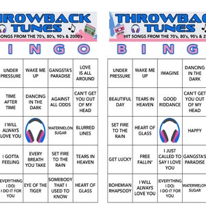 70's, 80's, 90's, 2000's, 2010's Music, Music Birthday, Music Bingo ...
