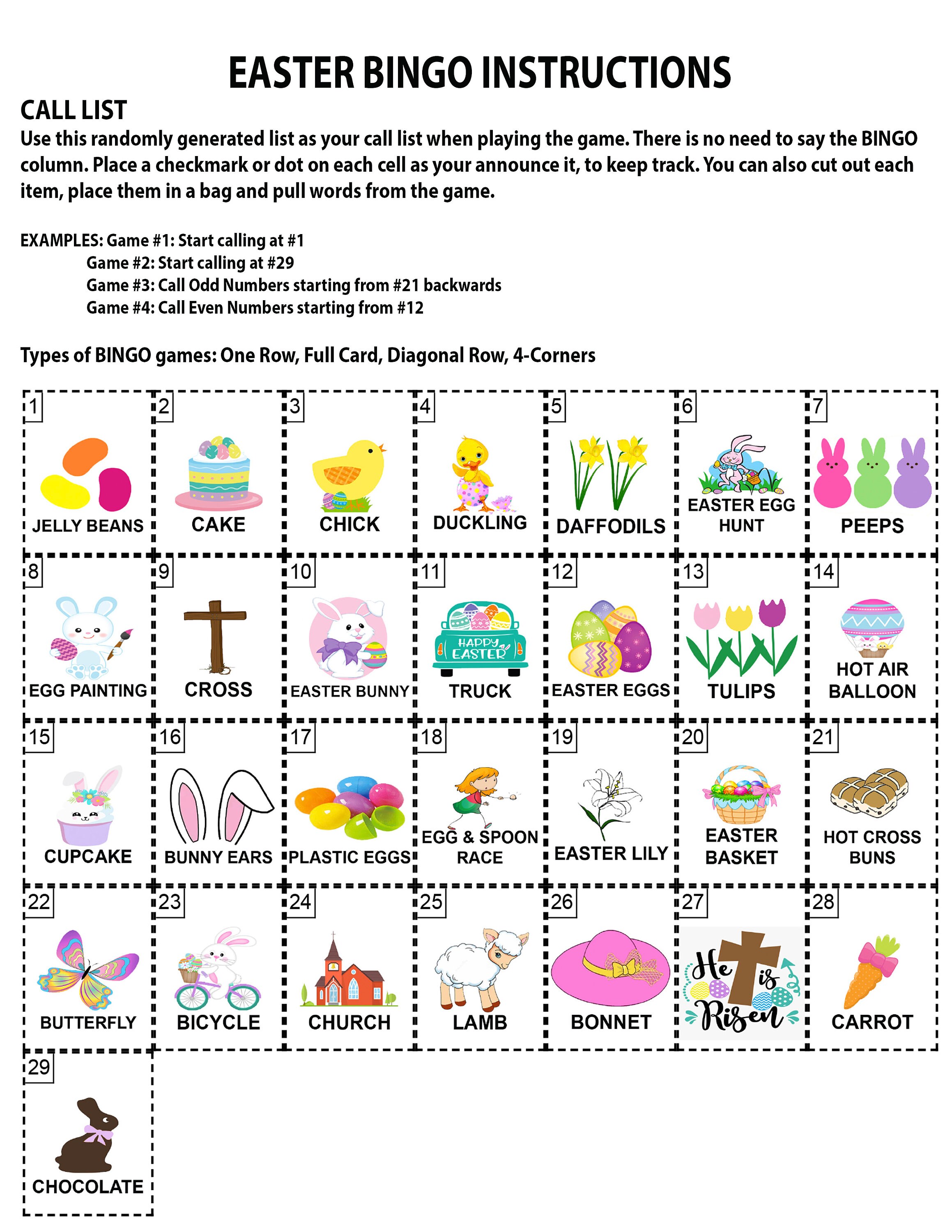 Easter Bingo Game Bingo Games Party Bingo Easter Games Fun - Etsy