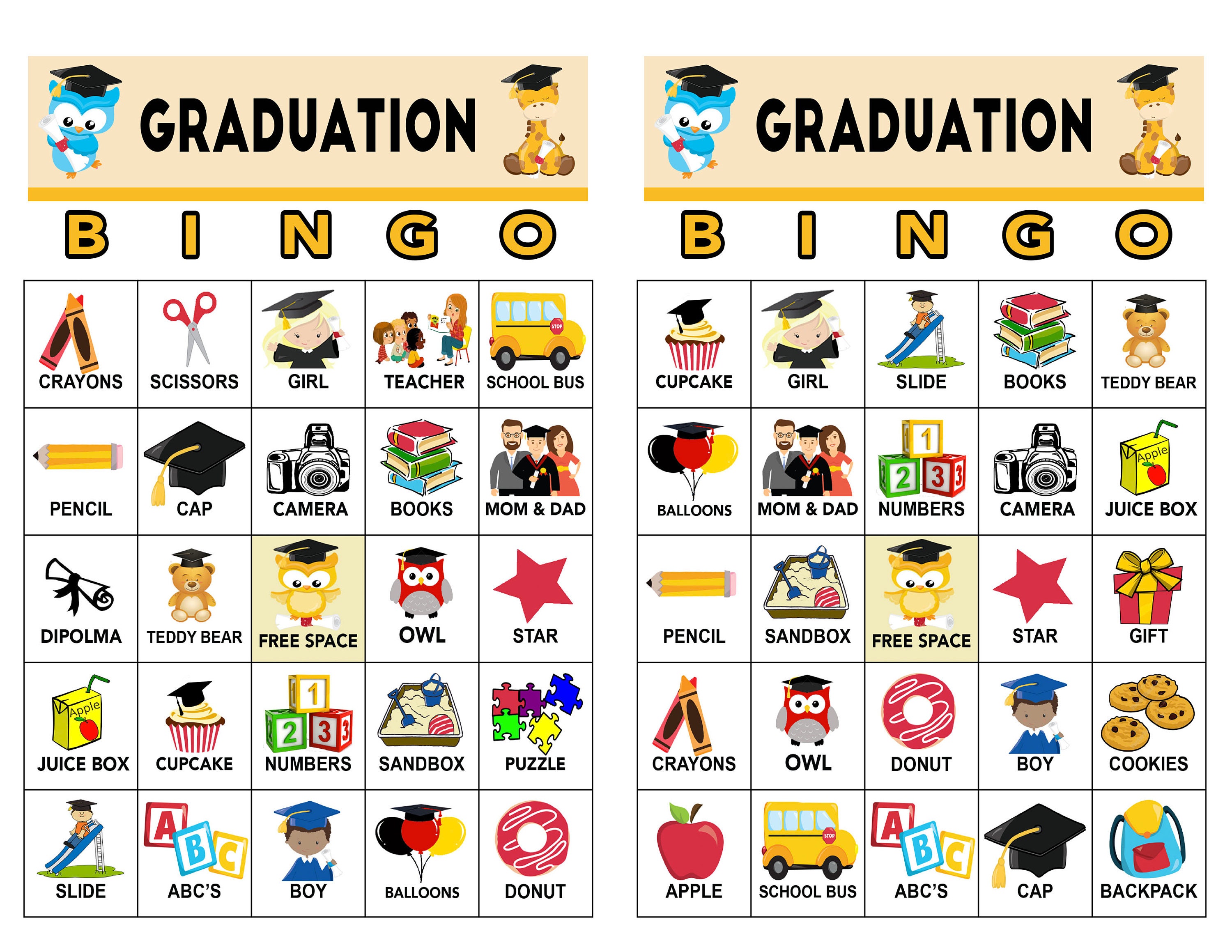 Preschool Graduation Bingo Kindergarten Graduation Bingo - Etsy