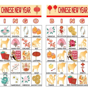 Chinese New Year, 2023 Chinese New Year Bingo, Lunar New Year Game ...